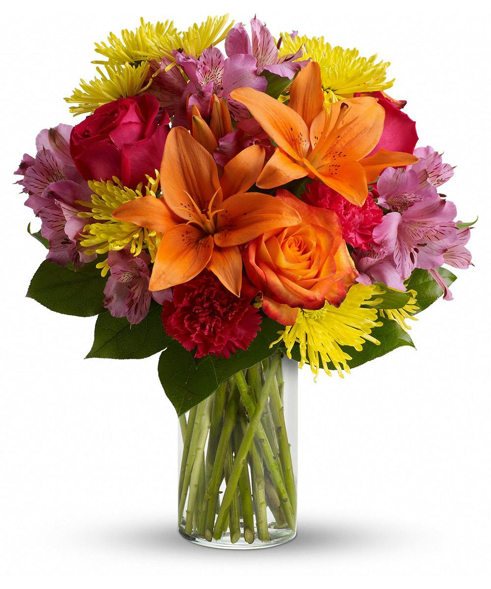 Bright Smiles Lilies & Roses | Same Day Columbia Flowers
